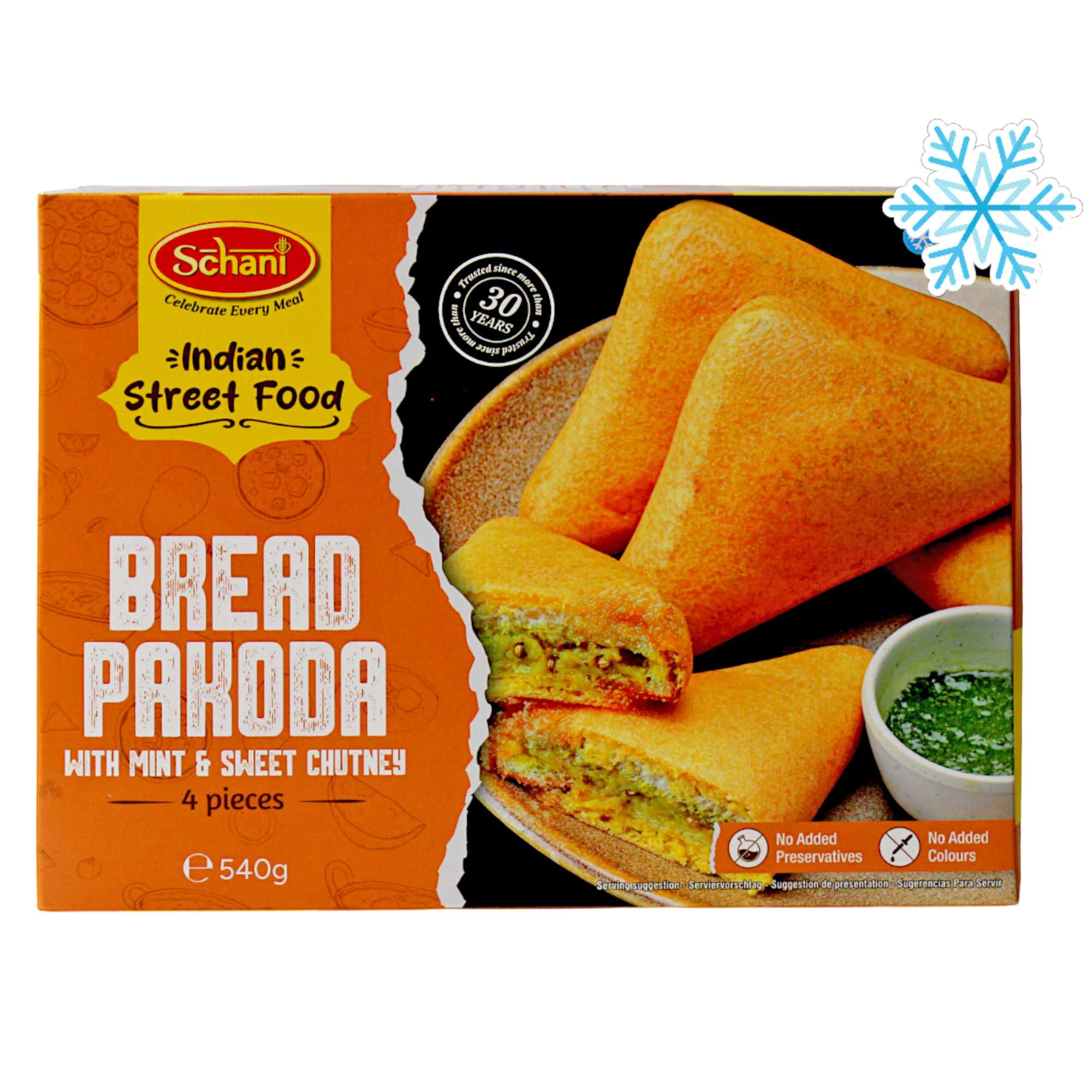 Schani - 540g (Frozen) Bread Pakoda (with Mint & Sweet Chutney) 4 piec ...